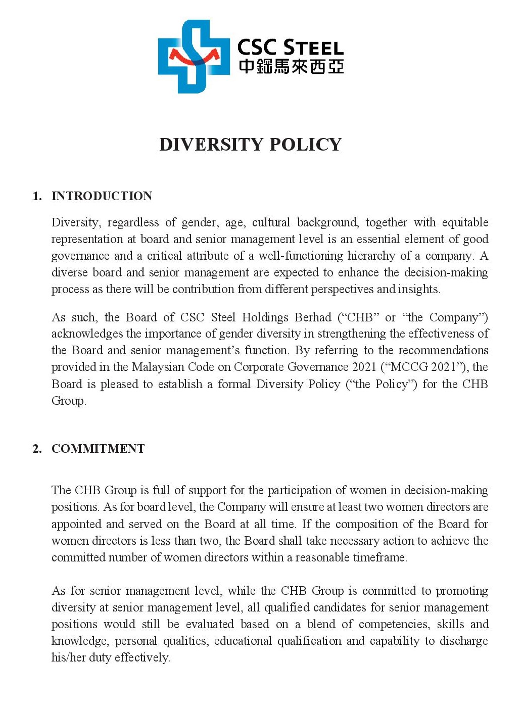 Governance - CSC Steel